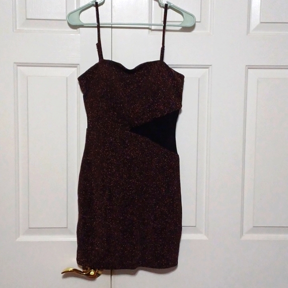 Trixxi | Dresses | Trixxi Size Large Dress Short Gold Sparkles Sheer ...